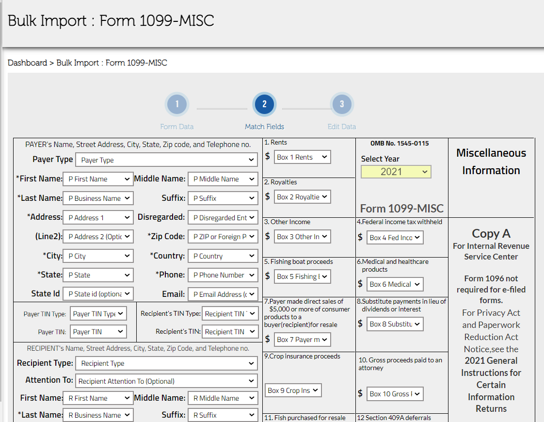 1099/Tax/1099MISC Excel/CSV Import Process