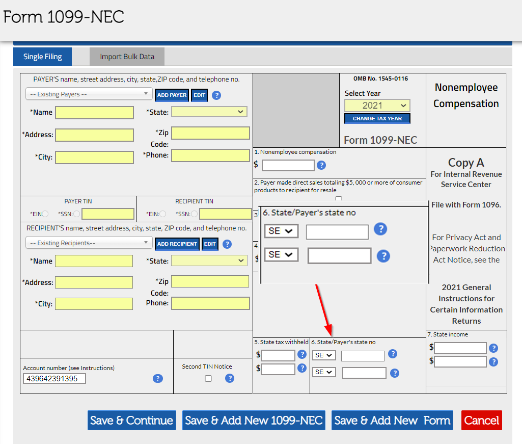 How do I enter the Wisconsin state Tax ID for 1099MISC or 1099NEC?