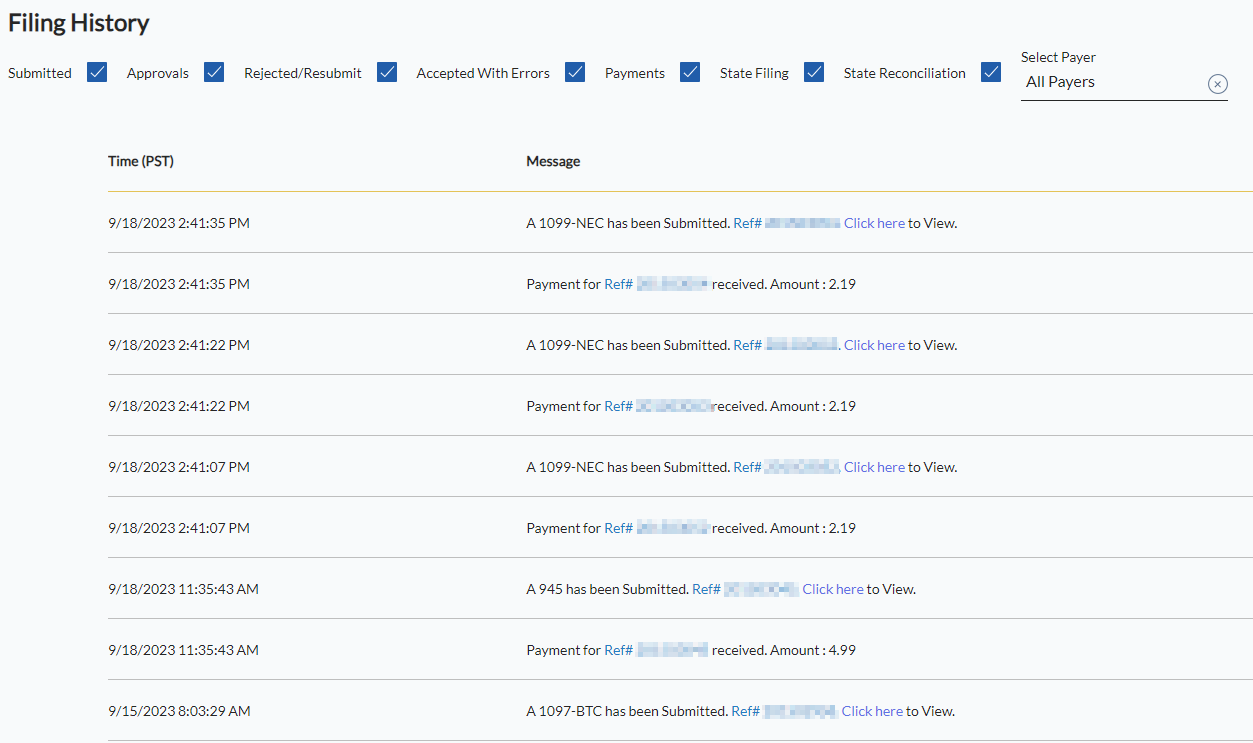 How does the history page work in the new user interface?