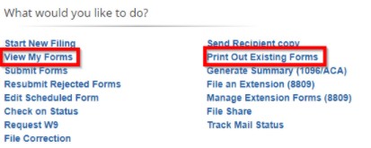 Where can I find and/or print my forms after I submit them to the IRS?