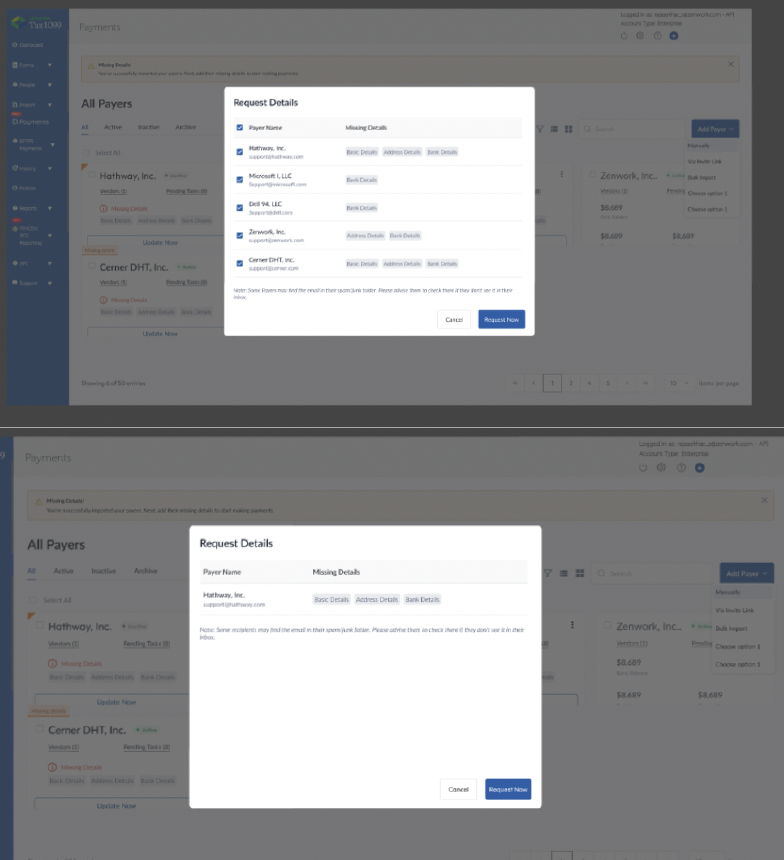 How does the All Payer Dashboard work in Zenwork Payments?